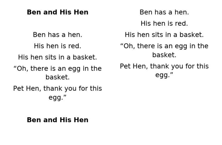 Ben and His Hen | PDF