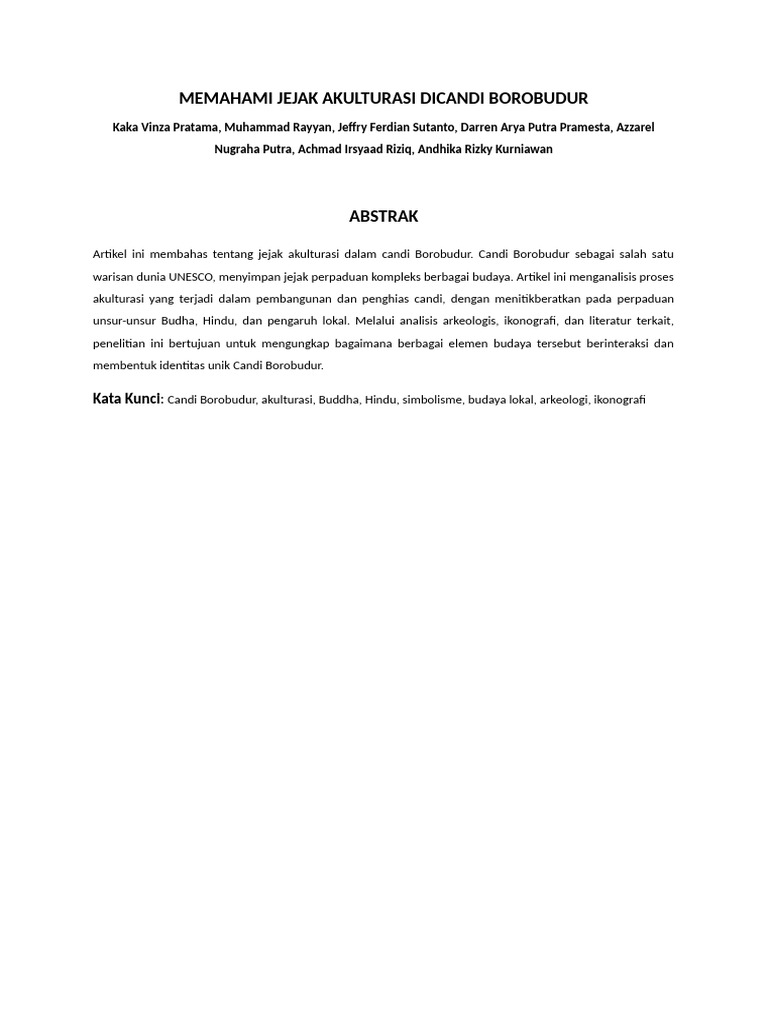 Memahami Jejak Akulturasi Dicandi Borobudur FTS | PDF