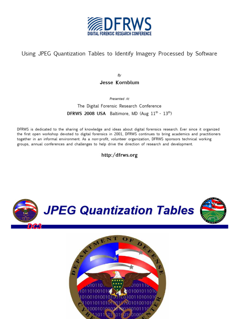 Pres-Using Jpeg Quantization Tables To Identify Imagery Processed by Software | PDF | Data ...