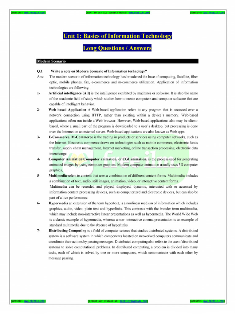 11th Comp CH 1 Long Q | PDF