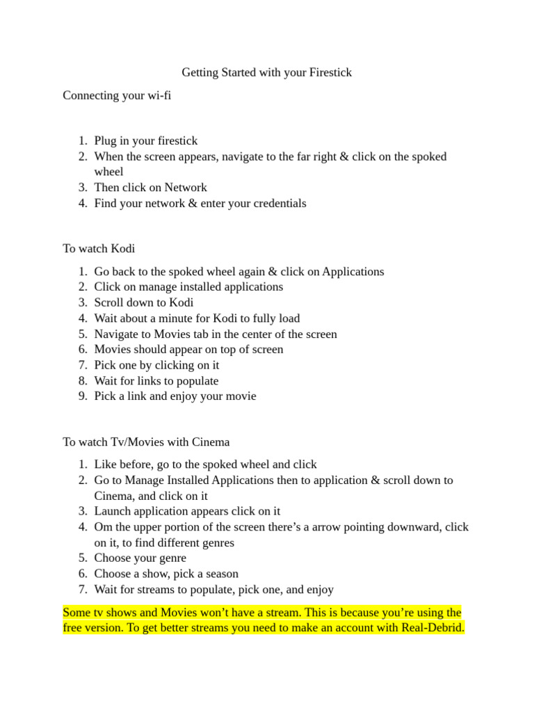 Firestick Instructions Two | PDF