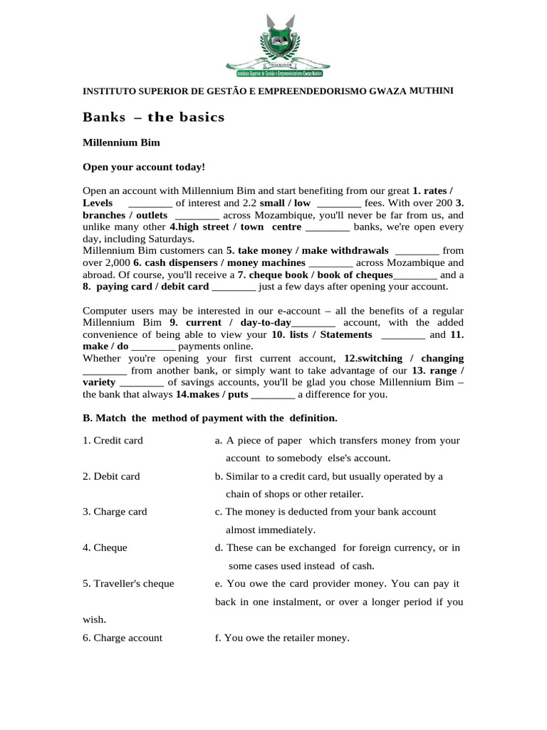 1 Banks – the basics | PDF | Transaction Account | Overdraft