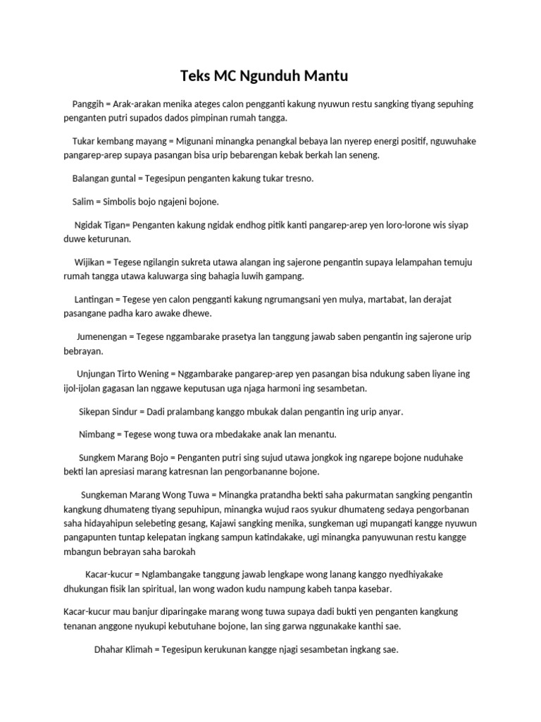 Teks MC Ngunduh Mantu | PDF