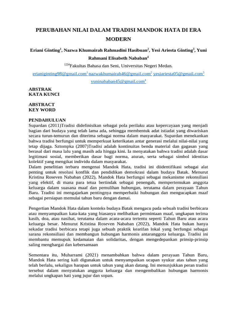 Modernisasi Tradisi Mandok Hata | PDF