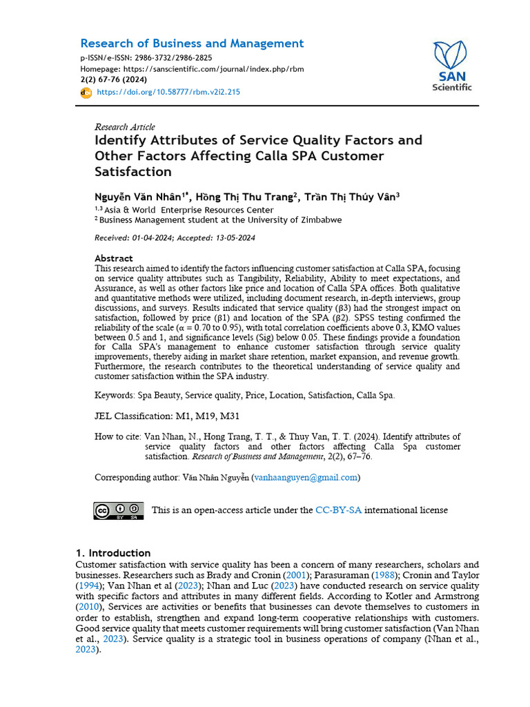 Identify Attributes of Service Quality Factors | PDF | Linear ...