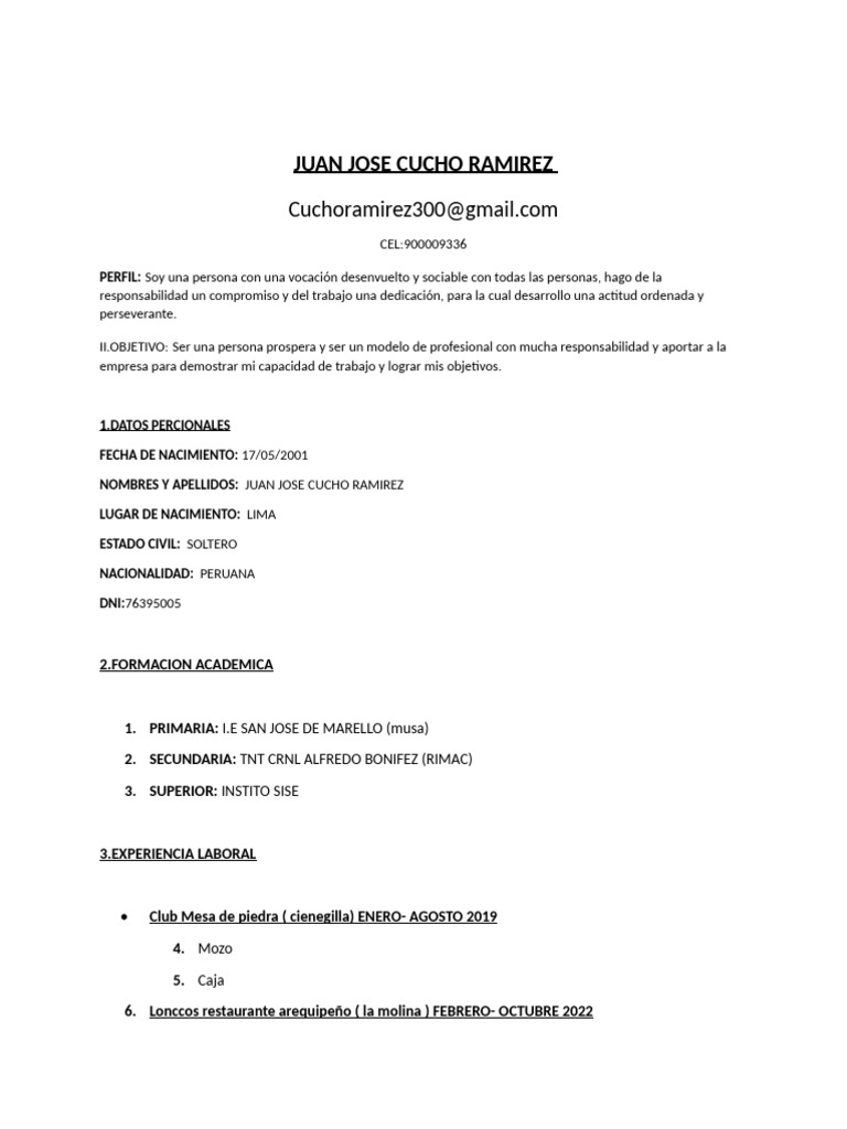 Jose Curriculum | PDF