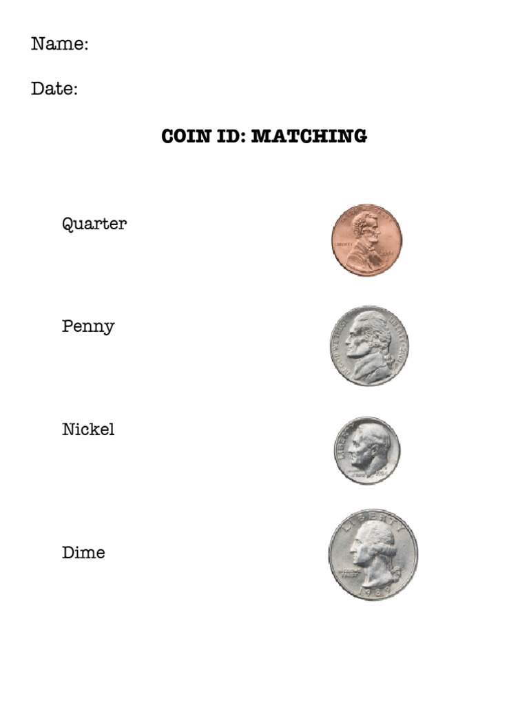 Coin Identification Worksheet | PDF