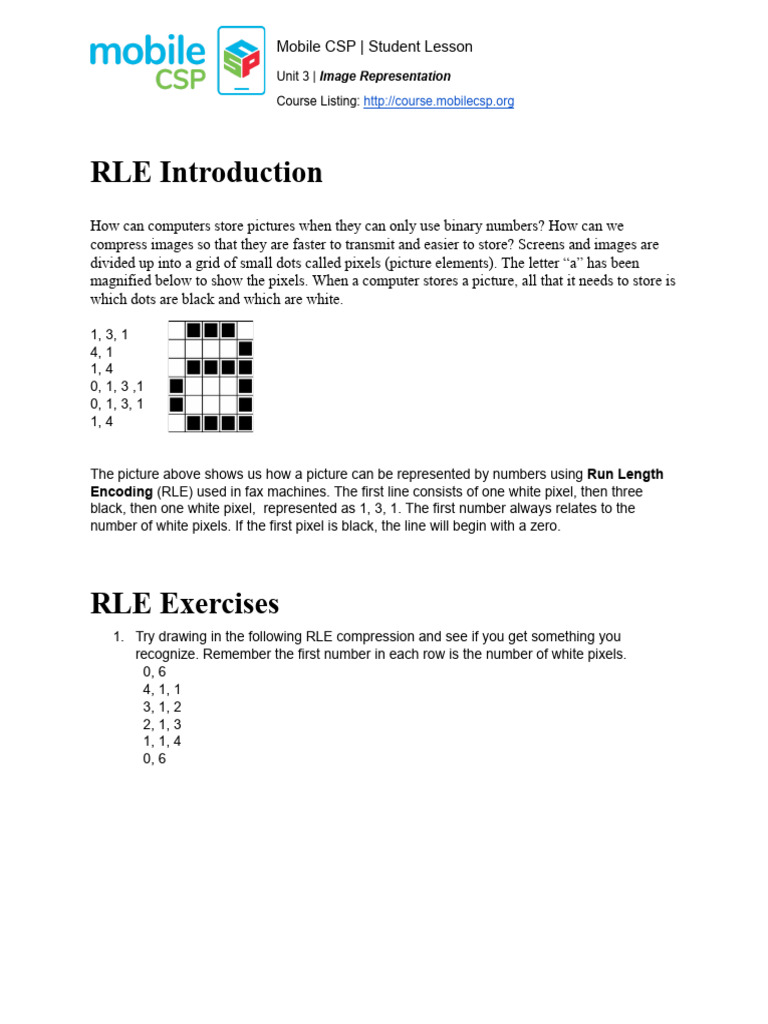 CSP - Mobile 3.3 Representing Images | PDF | Data Compression | Signal ...