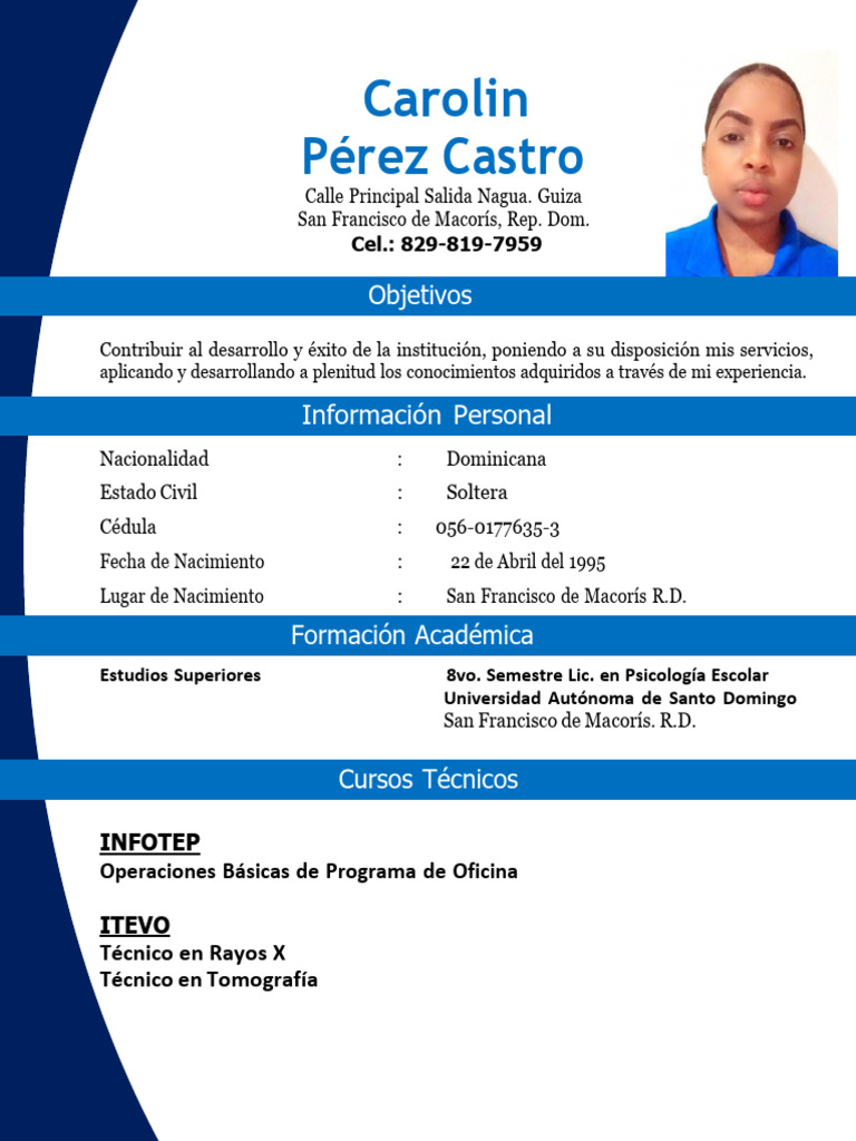 Curriculum Vitae Carolin Perez Castro 2023 | PDF