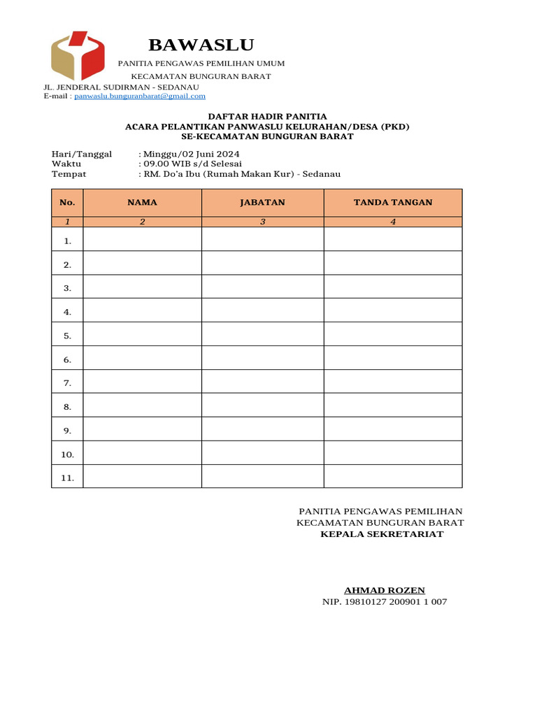 ABSEN PANITIA ACARA | PDF