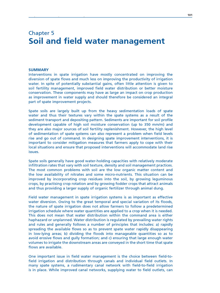 Soil and Field Water Management | PDF | Soil | Irrigation
