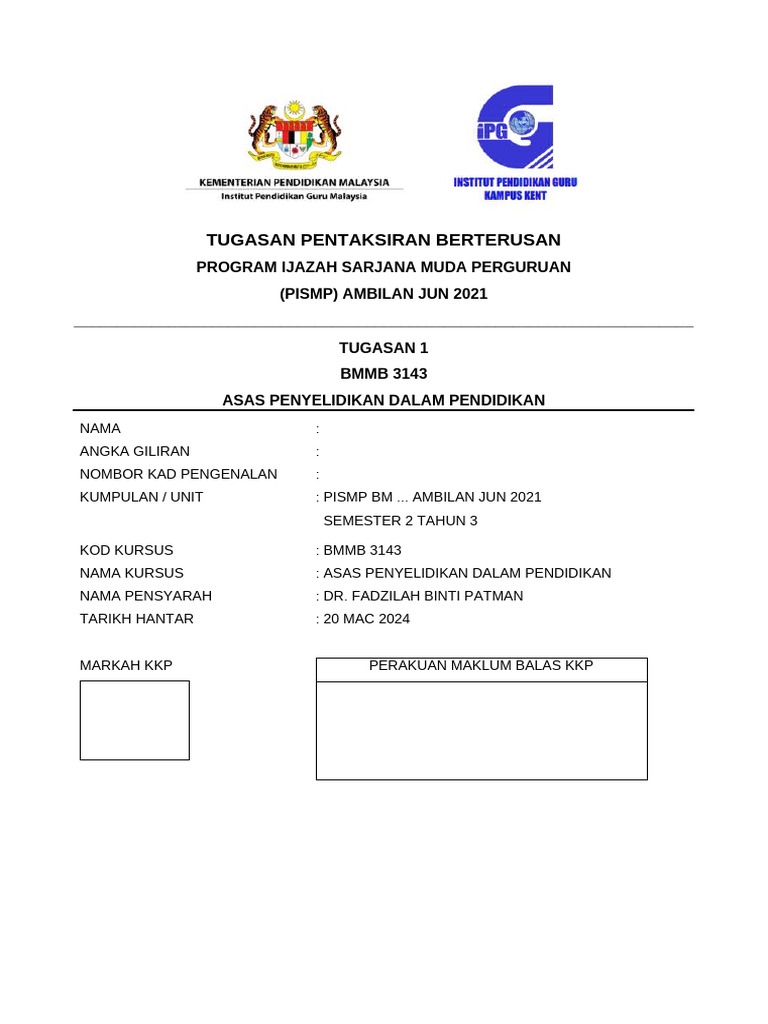 Templet TPB BMMB 3143 (Penyelidikan) | PDF