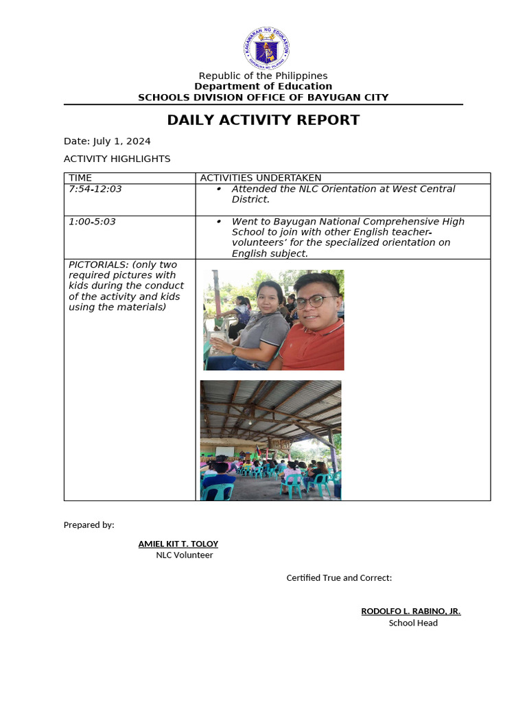 Accomplishment Report Filipino Non Major | PDF | Cognition | Education ...