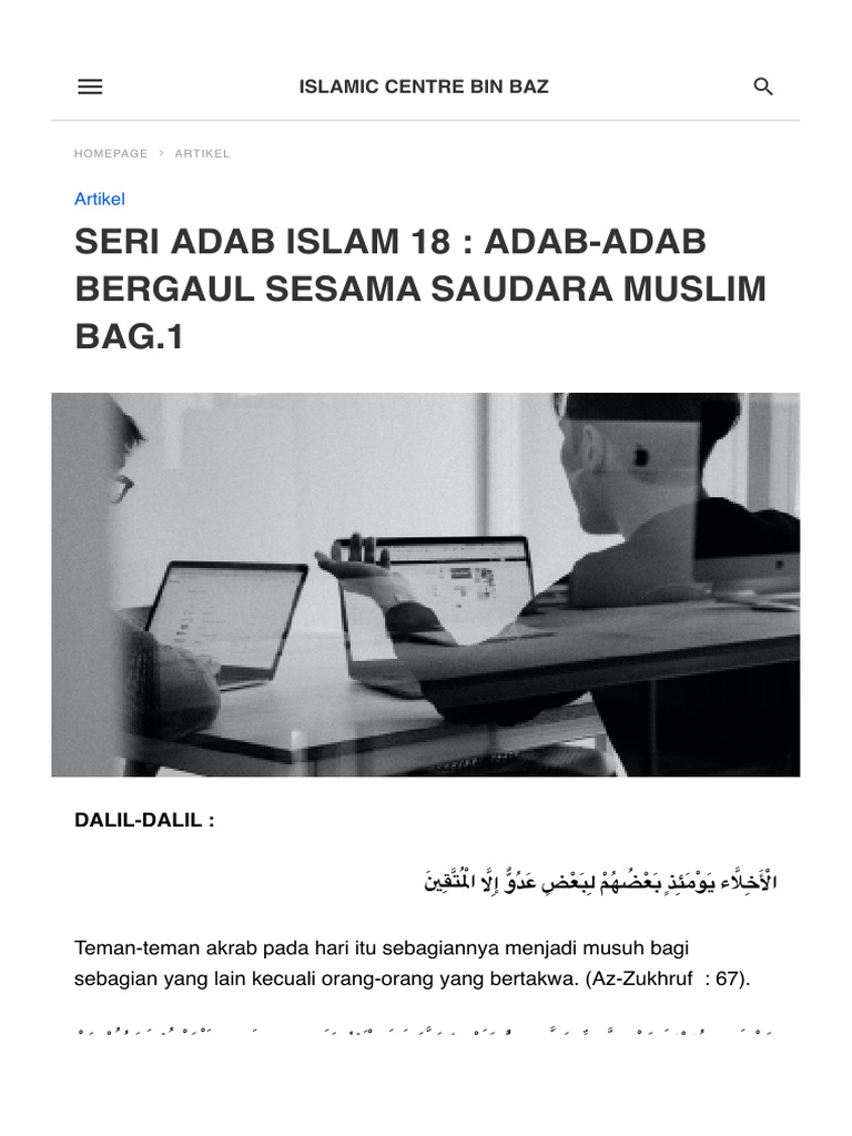 Seri Adab Islam 18 - Adab-Adab Bergaul Sesama Saudara Muslim Bag.1 ...