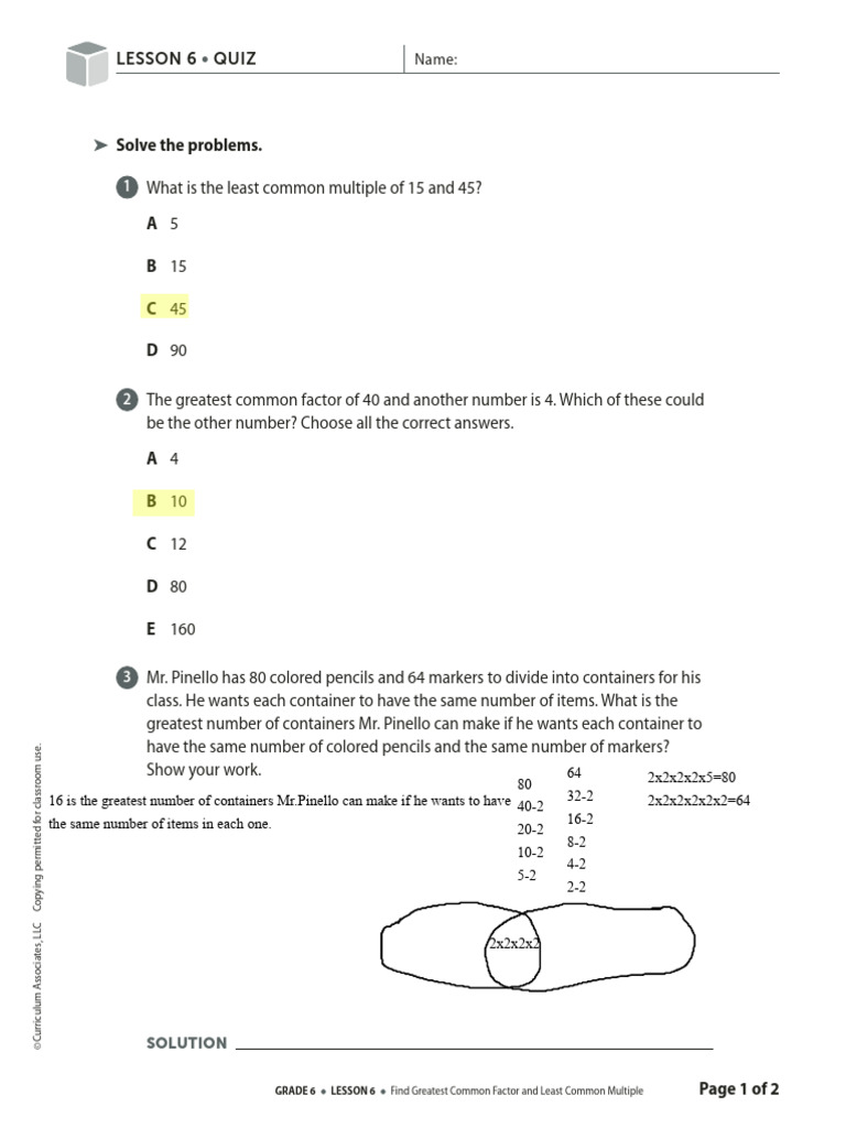 Kami Export - Cristiano Yibrin Leiva - Lesson 6 Practice Quiz | PDF | Elementary Mathematics ...