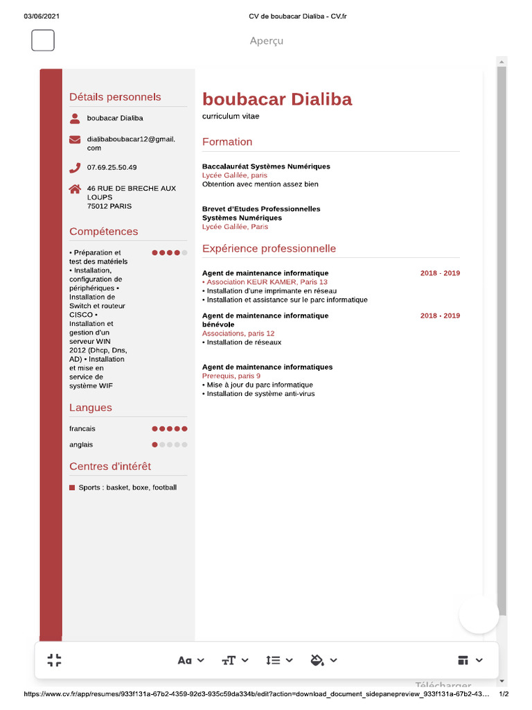 CV Dialiba Boubacar | PDF