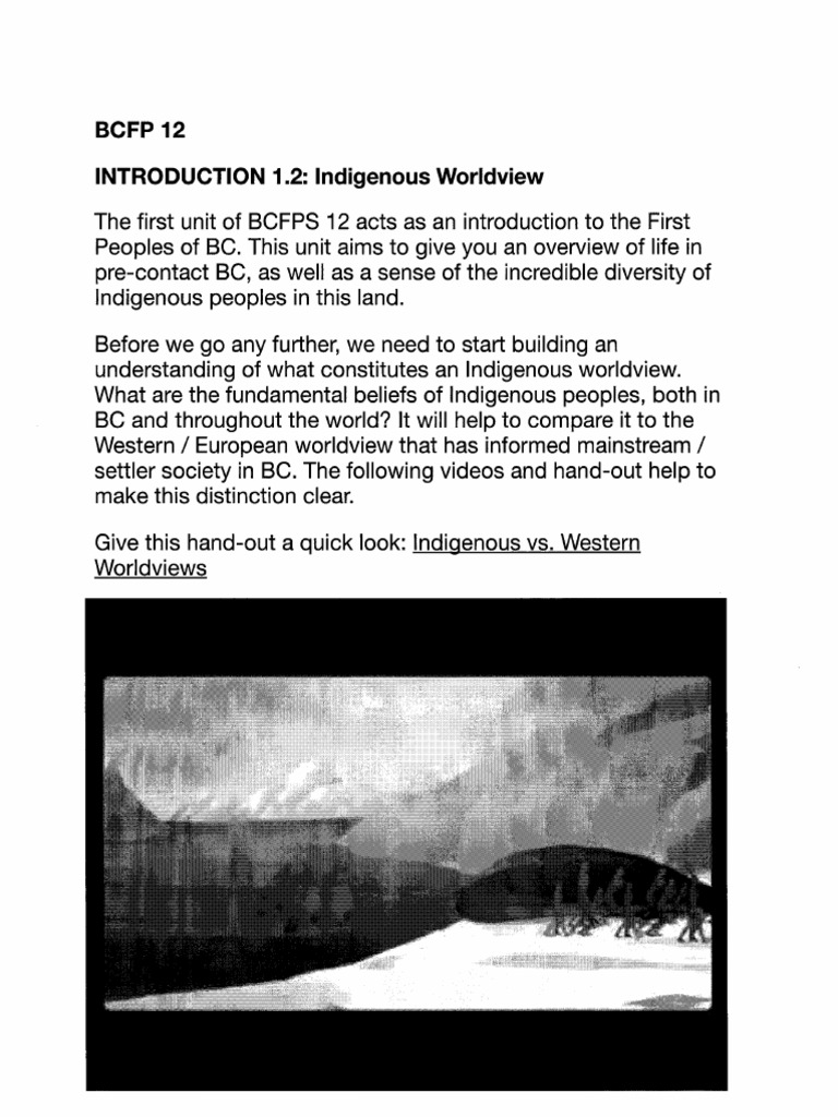 BCFP 12 Unit 1.2 Indigenous Worldview | PDF