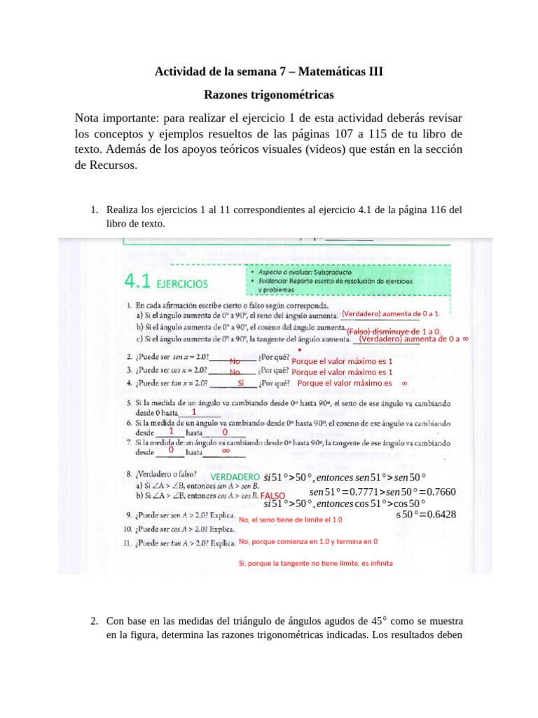 Actividadsemana7 Mate3 | PDF | Trigonometría | Geometría