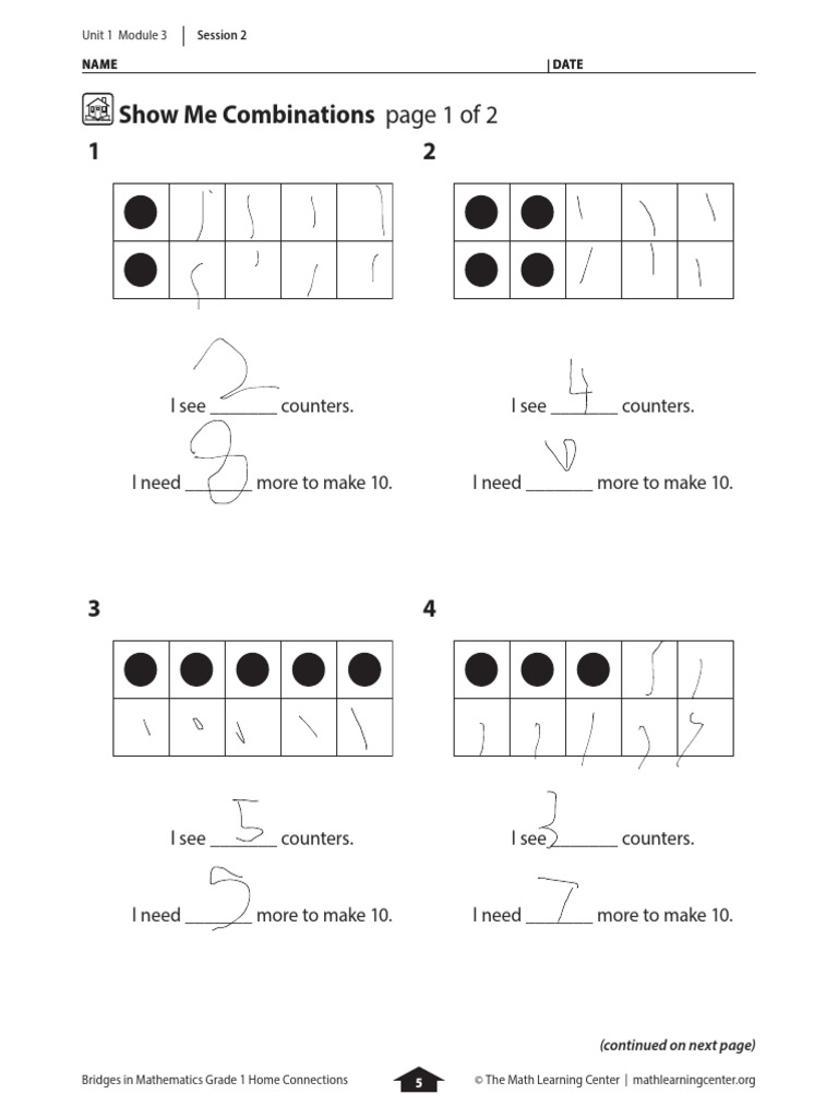 Grade 1 Math Home Connections: Combinations | PDF