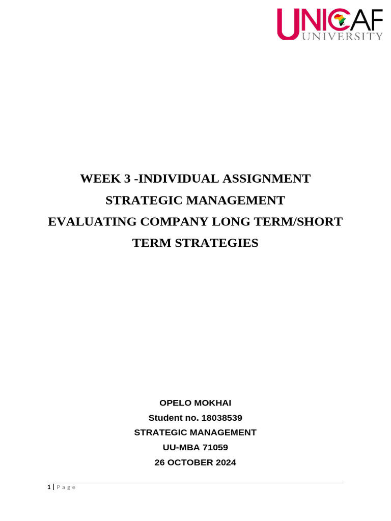 Week 3 - Strategic Man. Assignment | PDF | Marketing | Strategic Management