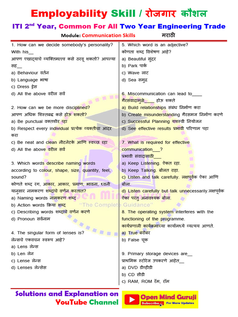 Marathi-Communication-Skills-2nd-Year-Question-bank-english-Marathi- | PDF