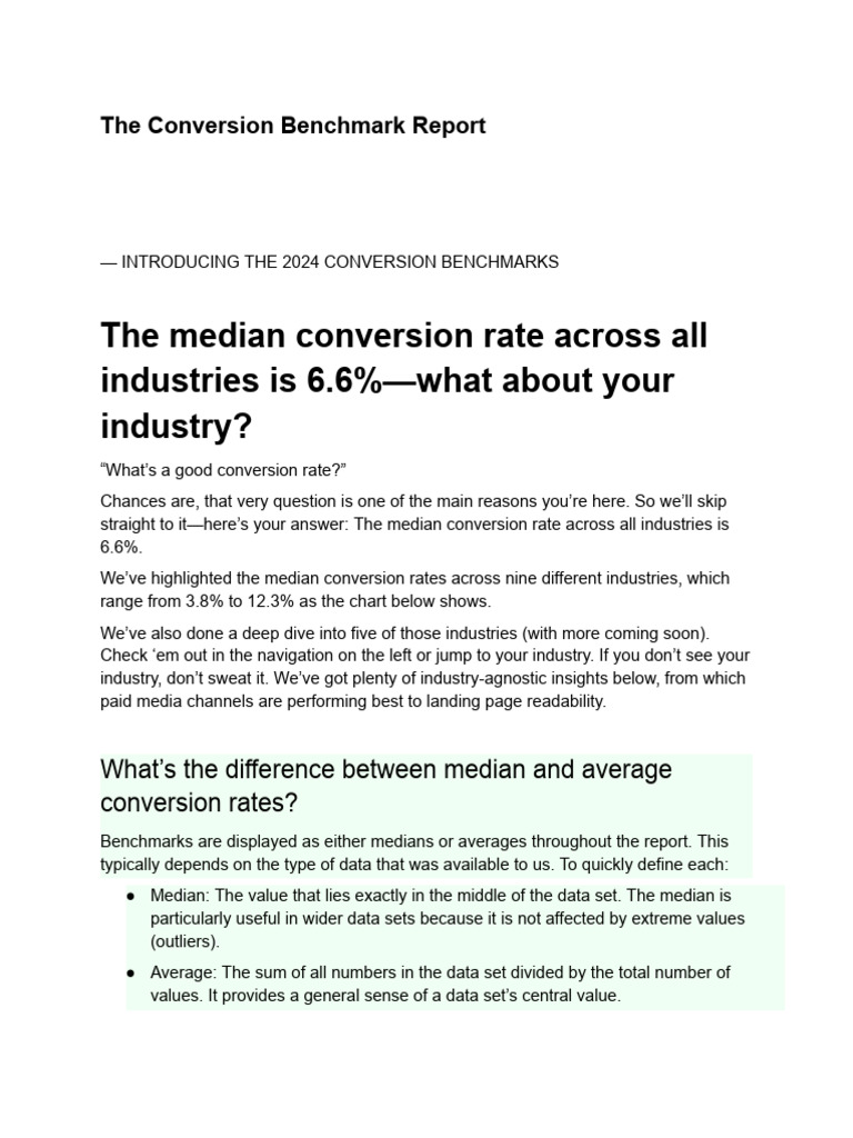 2024 Conversion Rate Benchmark Insights | PDF | Median | Linked In