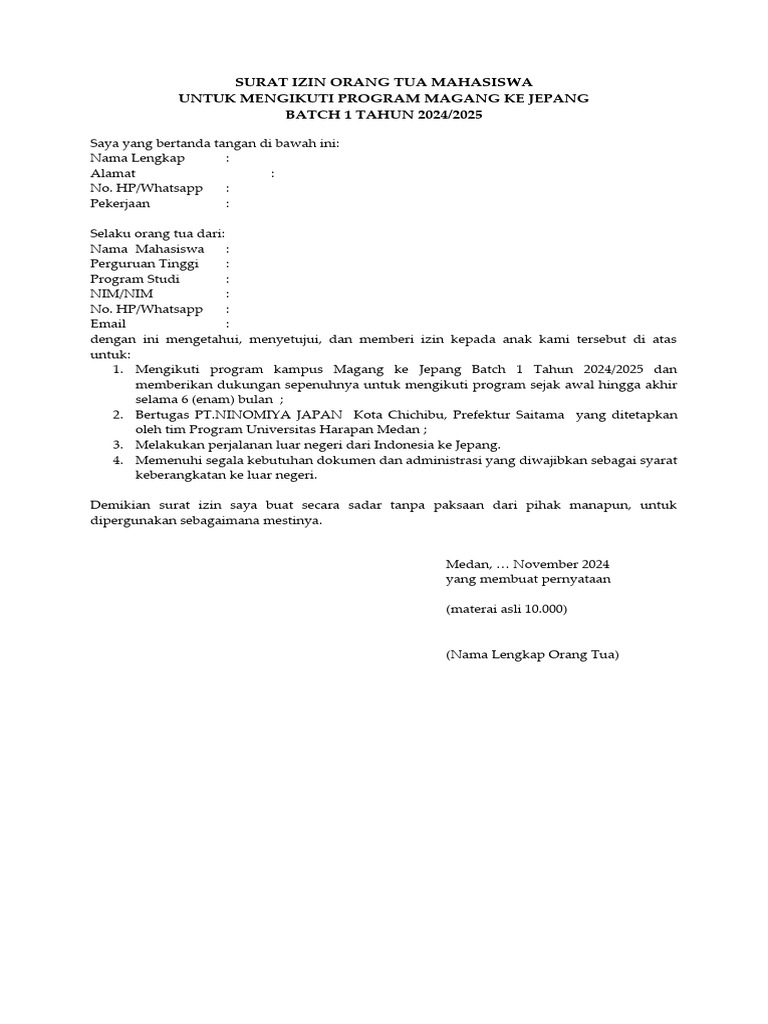 Contoh-Format Ijin Orang Tua | PDF