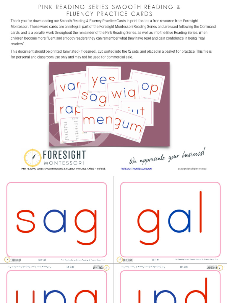 Smooth Reading _ Fluency Practice Cards Print Foresight | PDF ...