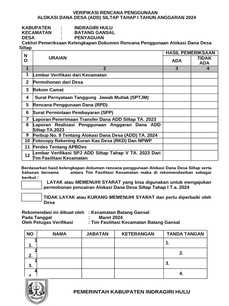 FILE PERMOHONAN ADD Siltap TAHAP I 2024 Ok | PDF
