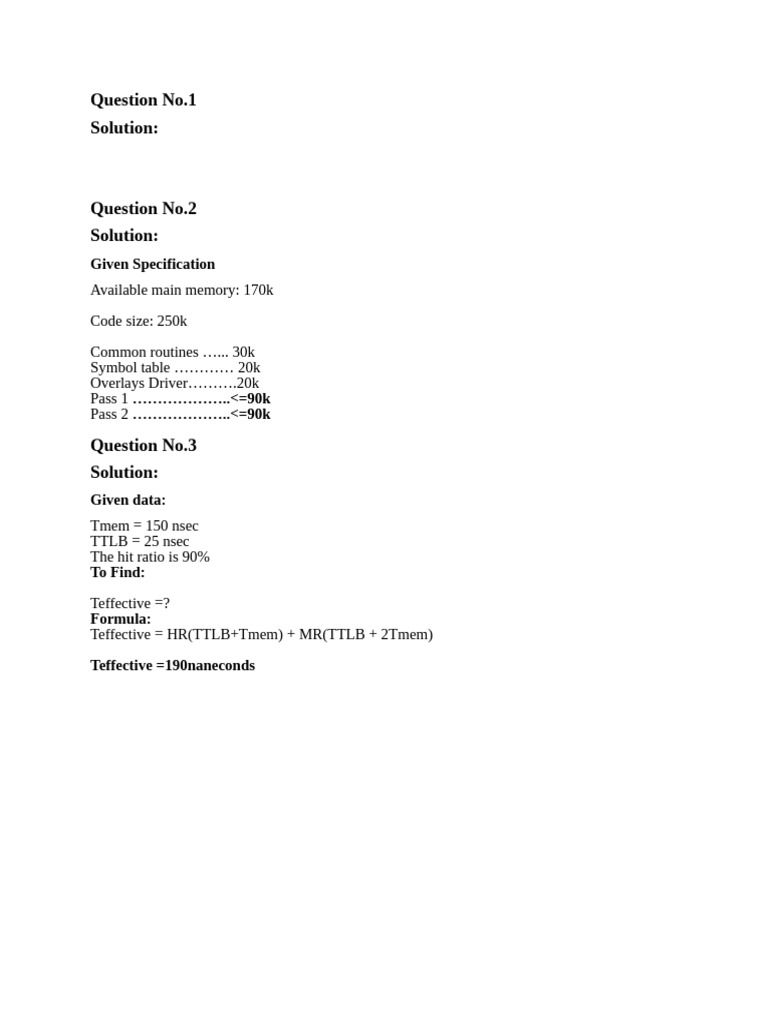 Memory Management and Effective Access Time Calculation | PDF
