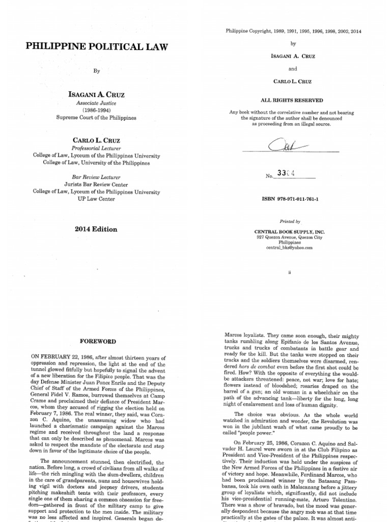 Isagani Cruz - Book (Consti1) | PDF