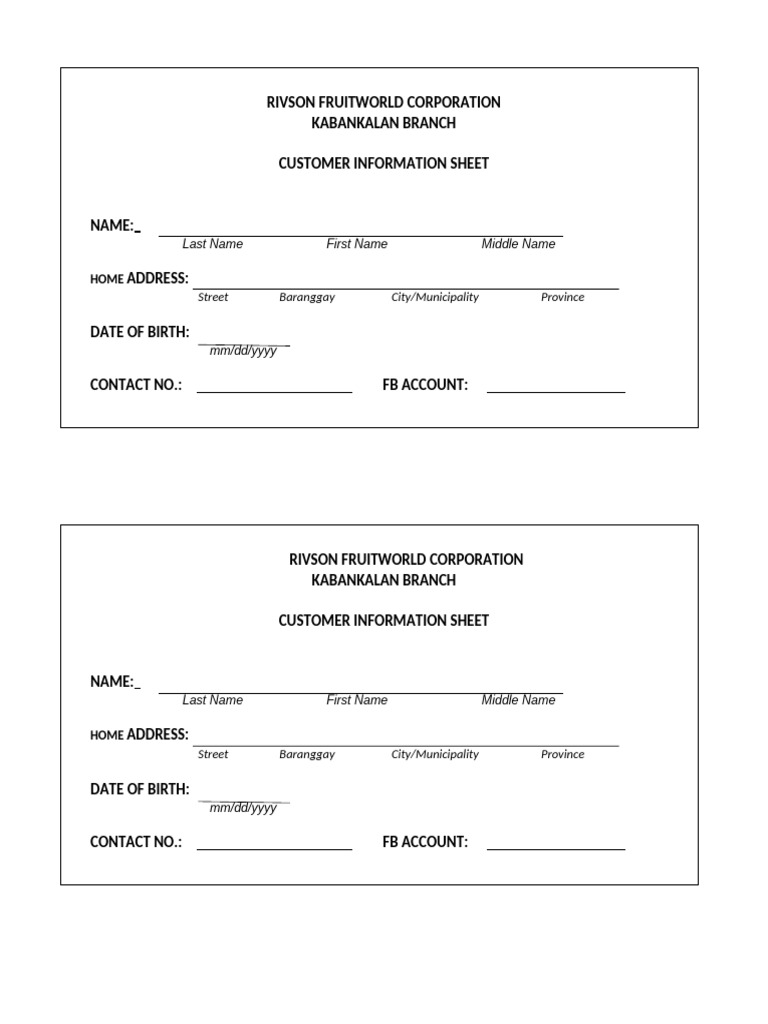 Customer Information Sheet | PDF