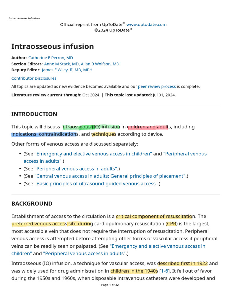 Intraosseous infusion | PDF | Intravenous Therapy | Clinical Medicine