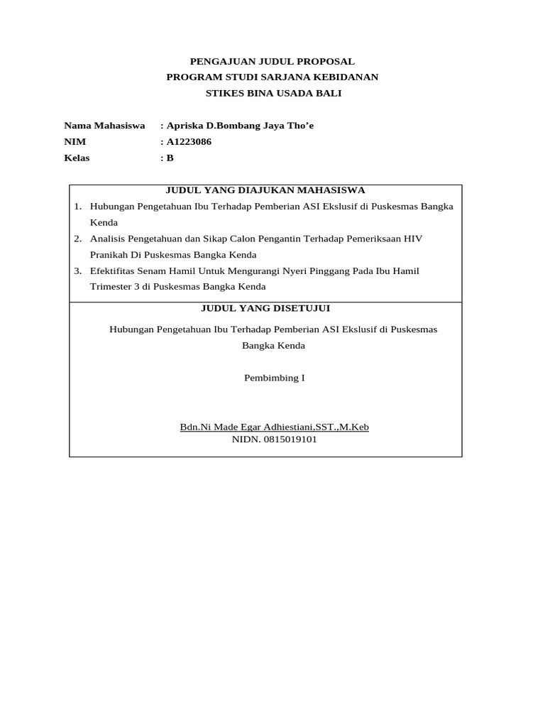 Form Pengajuan Judul Proposal | PDF