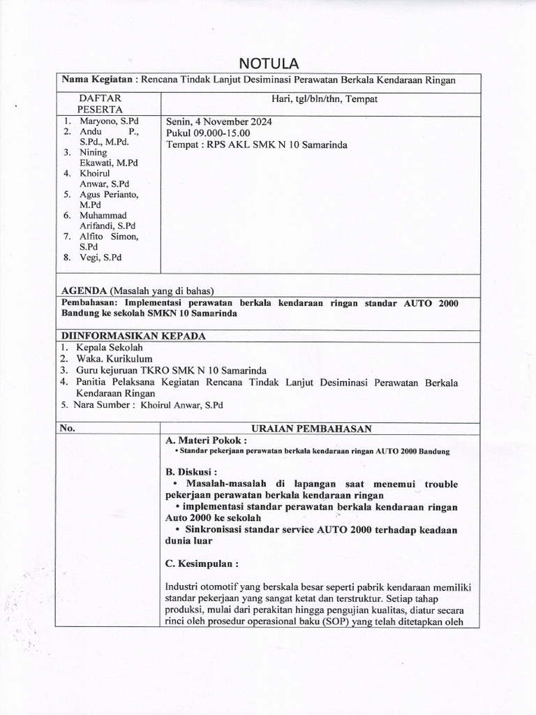 Notulen Senin | PDF