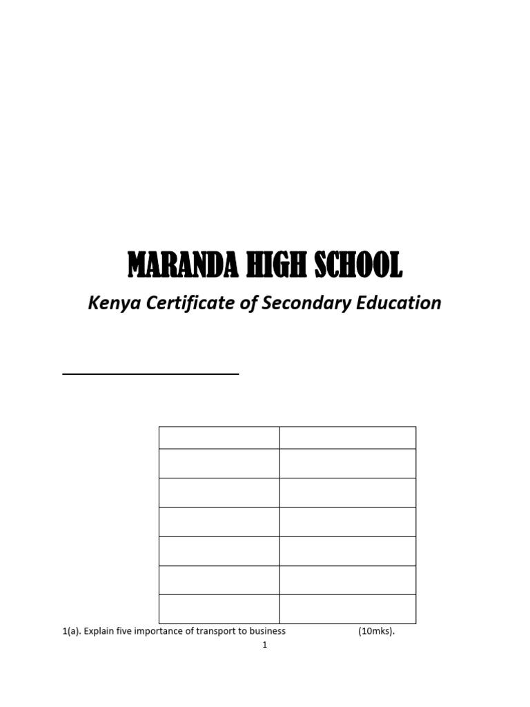 2023 Maranda Pre-Mock BUSS PP2 MS | PDF | Labour Economics | Prices