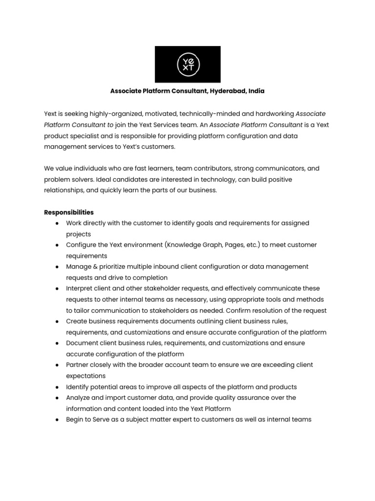 Associate Platform Consultant Role | PDF | Consultant | Business