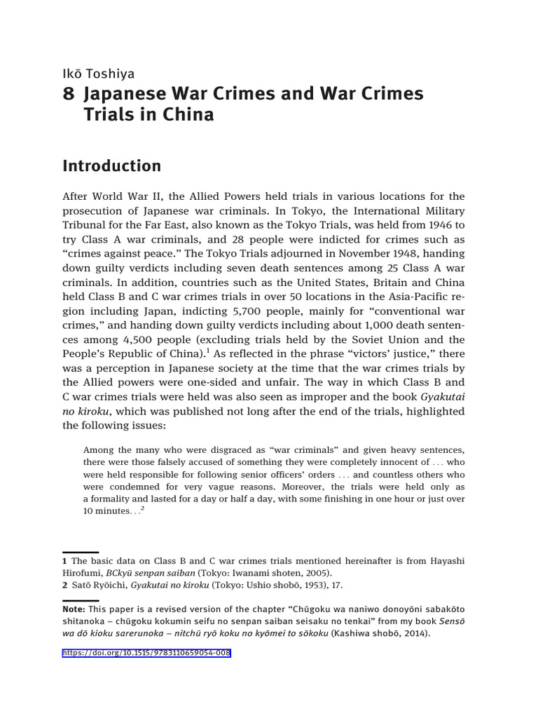 Japanese War Crimes Trials in China | PDF | War Crime | League Of Nations