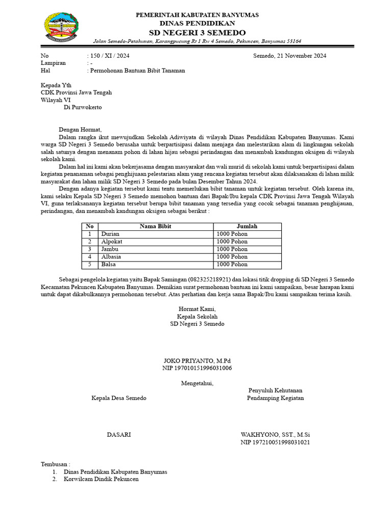 Permohonan Bibit Tanaman | PDF
