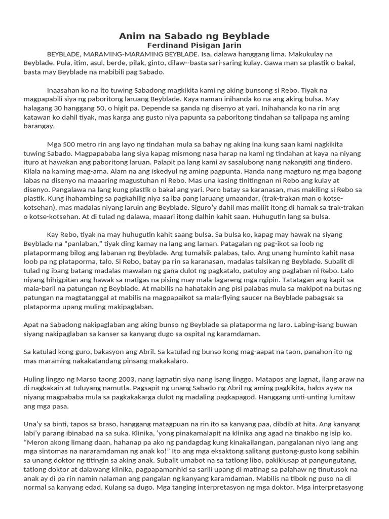 Anim Na Sabado NG Beyblade | PDF