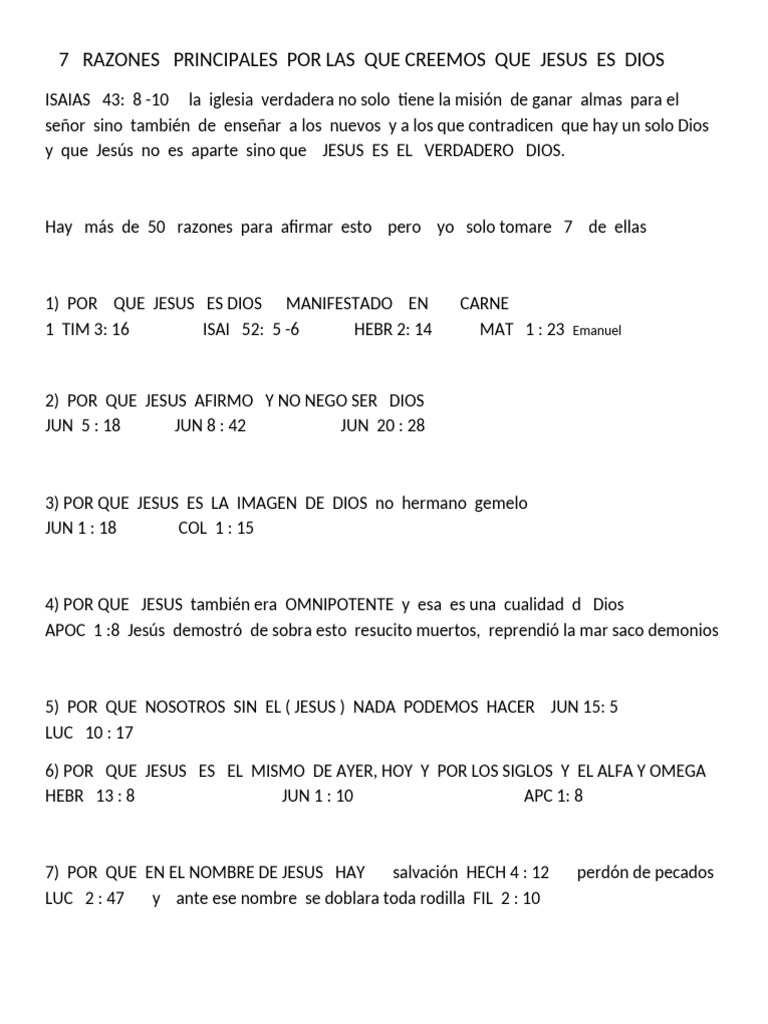 7 Razones para Creer que Jesús es Dios | PDF