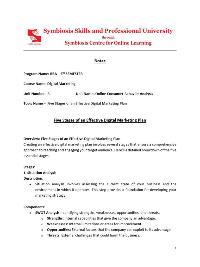 Five Stages of An Effective Digital Marketing Plan | PDF | Digital Marketing | Marketing