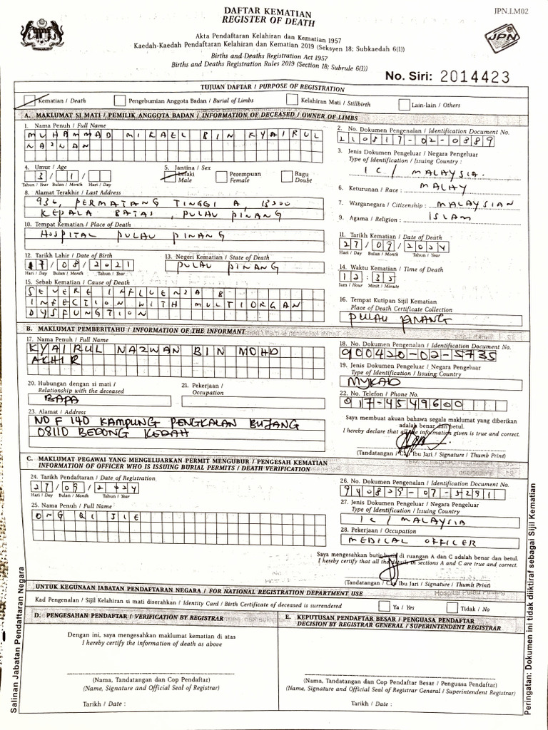 Daftar Kematian - 20241001 | PDF