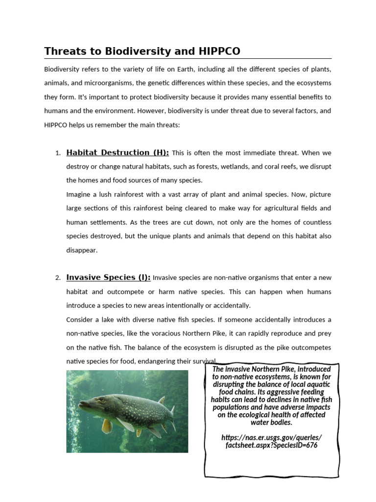 Bhavish HIPPCOThreatstoBiodiversityWorksheet-1 | PDF | Habitat ...