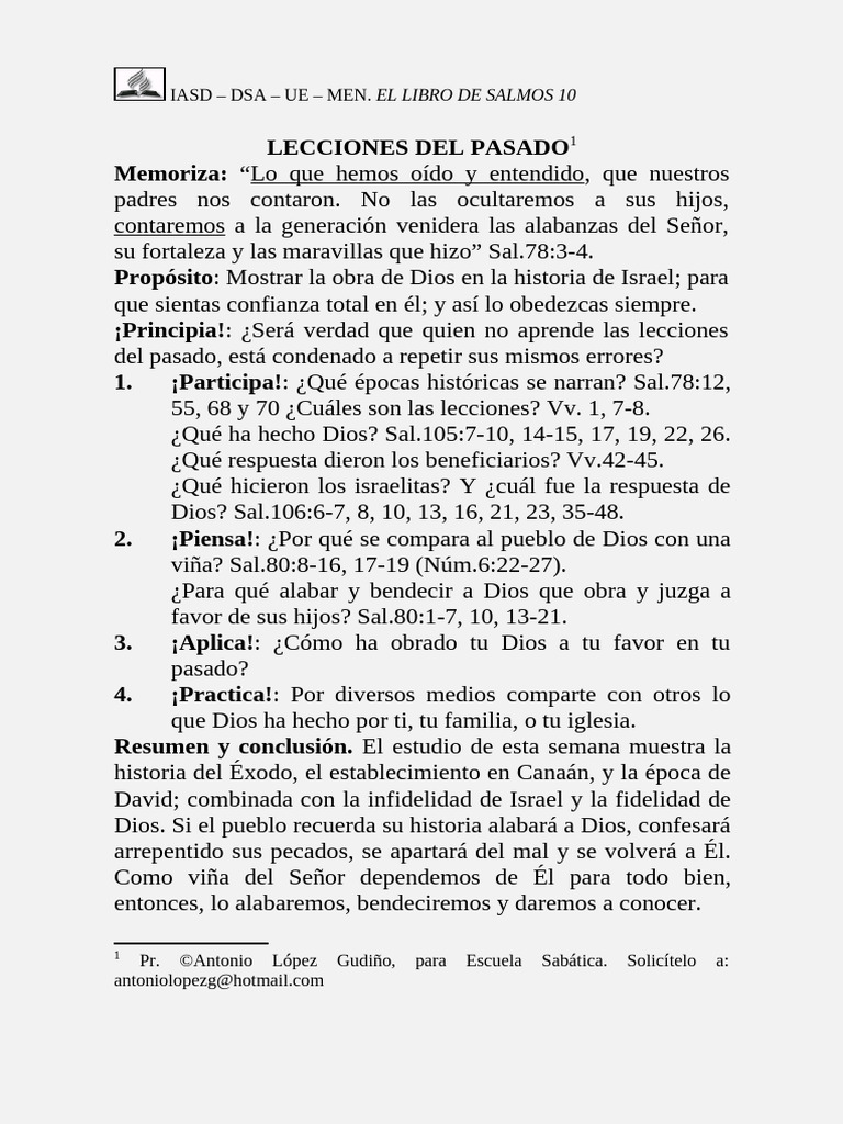 Lecciones del Pasado en los Salmos | PDF