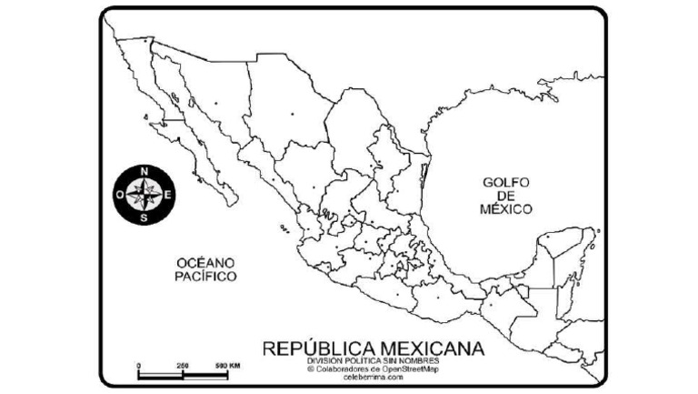 Mapa Mexico Sin Nombres Con Division Politica Listo Para Imprimir ...