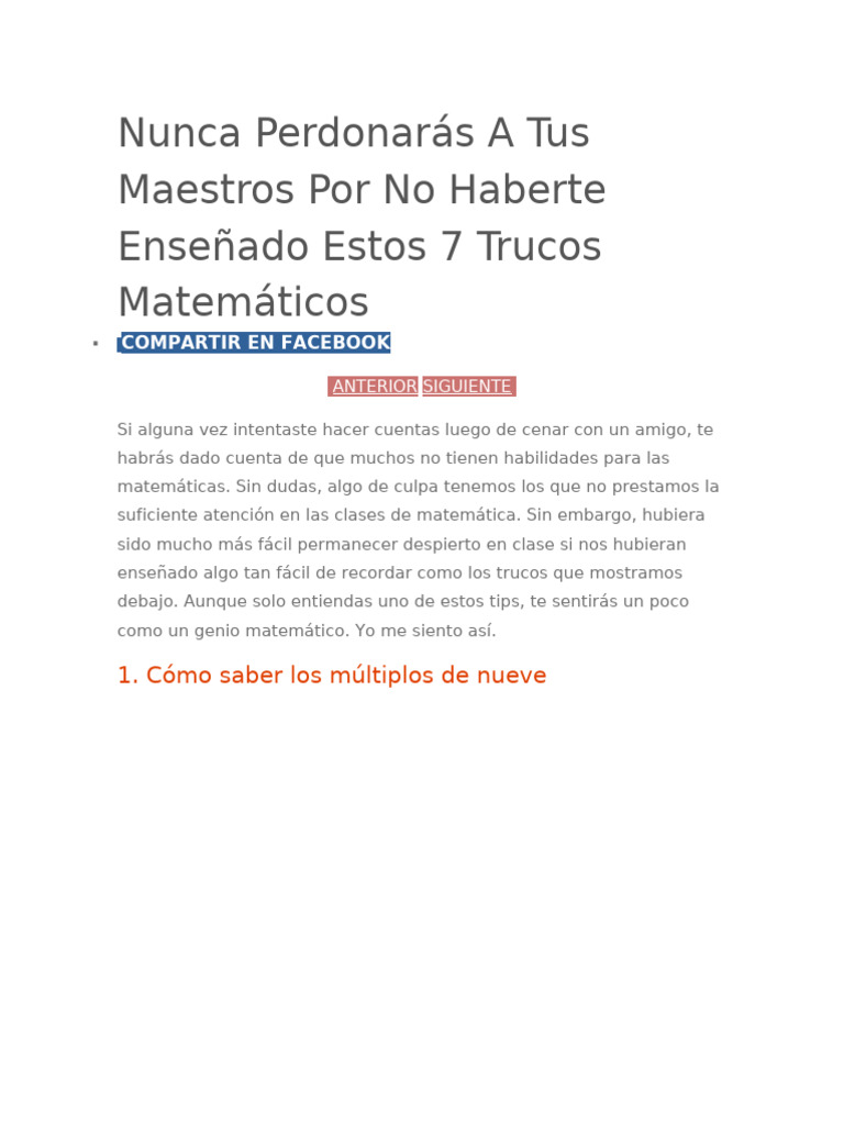 7 Trucos Matemáticos Esenciales | PDF