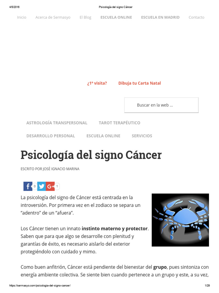Psicología Del Signo Cáncer | PDF | Horóscopo | Zodíaco