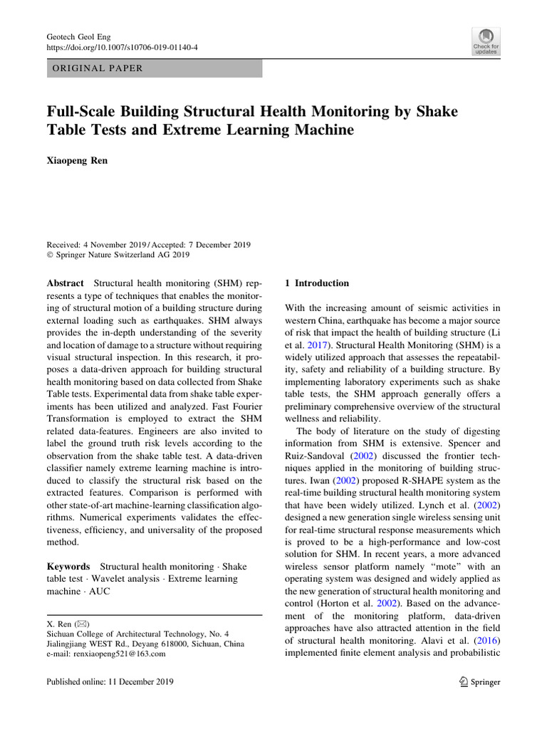 2019 Full-Scale Building Structural Health Monitoring by Shake Table ...