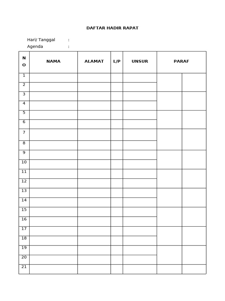 Daftar Hadir Rapat | PDF
